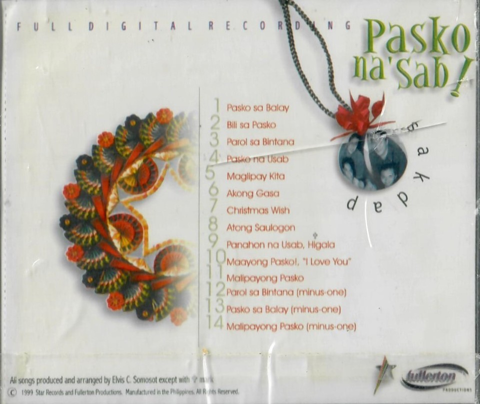 Tagalog/Visaya Music CD "Sakdap "Pasko Na' Sabi" / 14 Songs (1999) | eBay