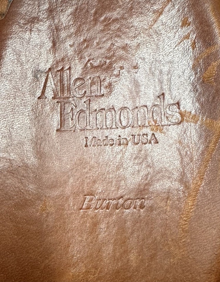 ALLEN EDMONDS MENS SHOES 10.5 EEE 3E BLACK LEATHER BURTON APRON TOE ...