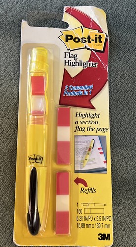 Post It Note Flag Highlighter 3M Neon Yellow New Note Taking Pen & 150 ...