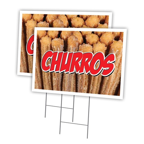 Churros 2 Pack of 12" x 16" Yard Sign & Stake | Advertise Your Business ...