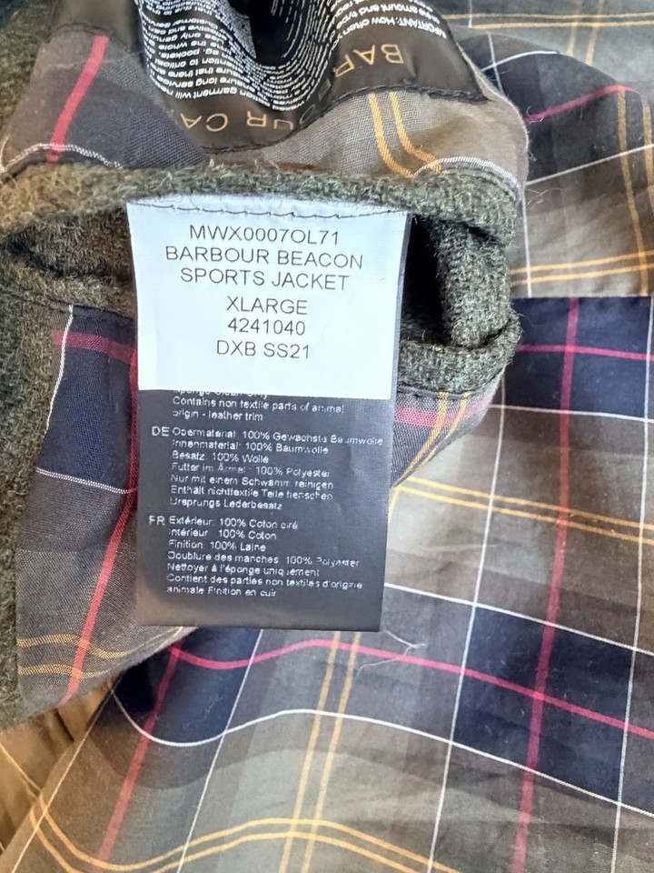 Barbour Beacon Sports Wax Jacket, Men’s XL, Green, Bond Skyfall. | eBay UK