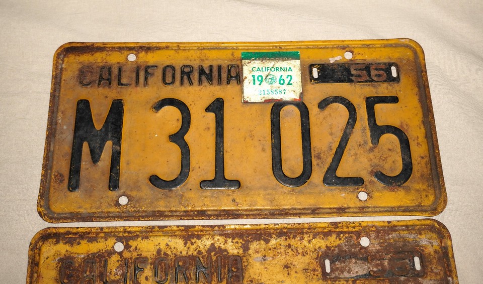 1956 California Commercial License Plates Pair Metal Vintage ...