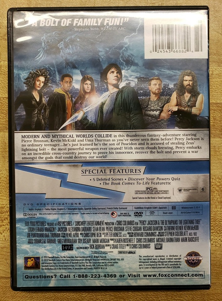 Percy Jackson the Olympians: The Lightning Thief (DVD, 2010 ...