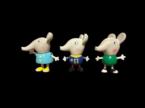 3 Vtg Peppa Pig EDMOND & EMILY ELEPHANT 2” Action Figure Toys Brother ...