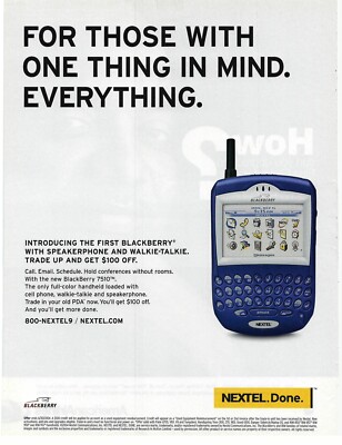 2004 Nextel Blackberry Cell Phone Mobile One Thing in Mind Retro Print ...