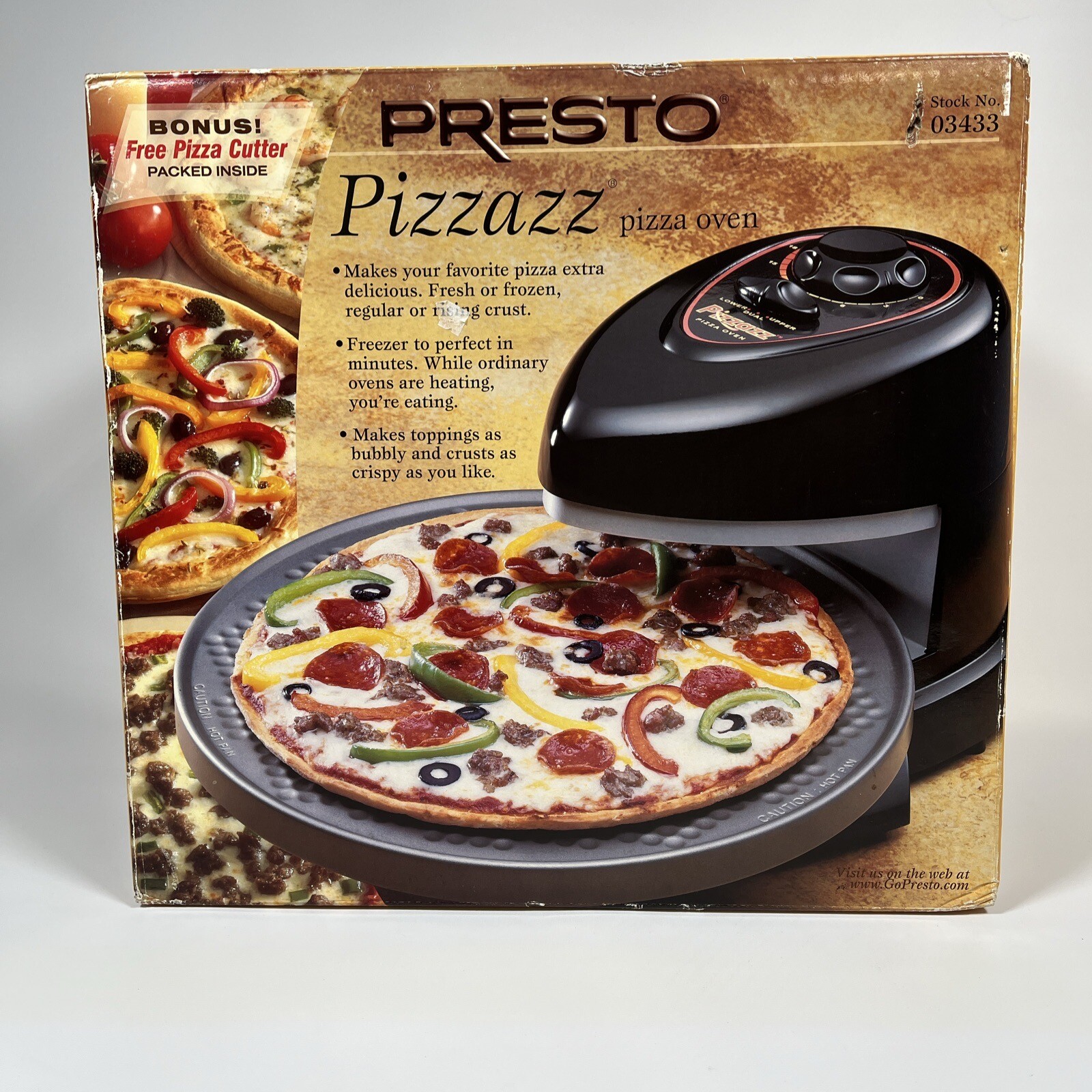 Presto Pizzazz Plus Rotating Pizza Oven 03433 Black New Sealed NOS 2003 ...