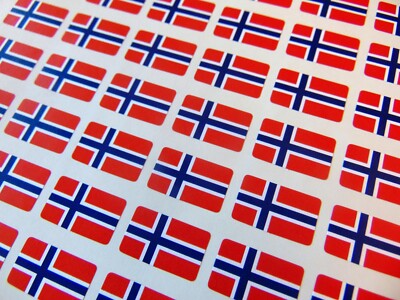 Pack of 64 Small Mini 20x12mm Norway Norwegian Flag Stickers, Sticky ...