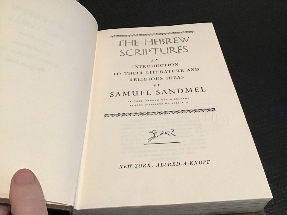 The Hebrew Scriptures 1968 samuel sandmel alfred knopf HC @C3 | eBay