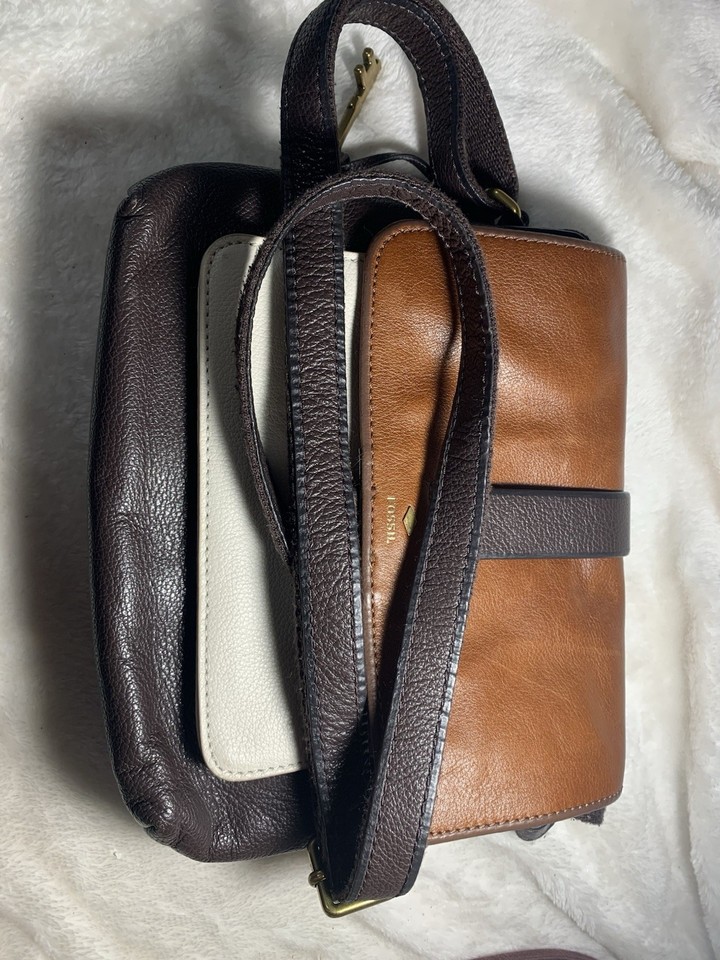 Fossil Kinley Small Multi Color Pebbled Leather Crossbody Bag Magnetic ...