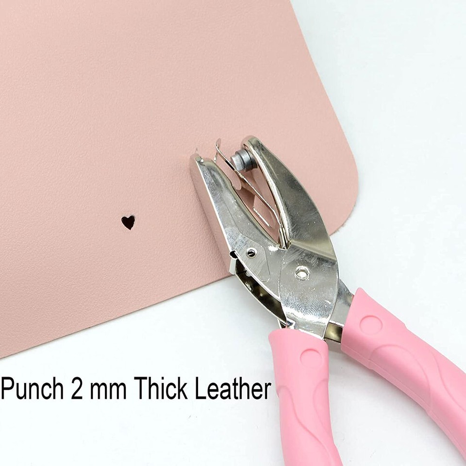 US DIY Paper Punch Puncher w/ Pink Grip Heart Star Shape Hole Cutter ...