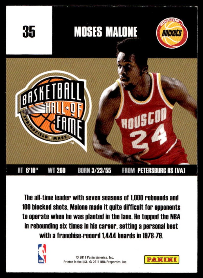 2010 Panini Absolute Memorabilia 35 Moses Malone Houston Rockets | eBay