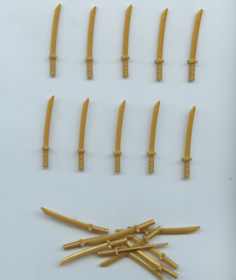 LEGO x10 Gold Minifigure, Weapon Sword, Shamshir katana (Square Guard ...