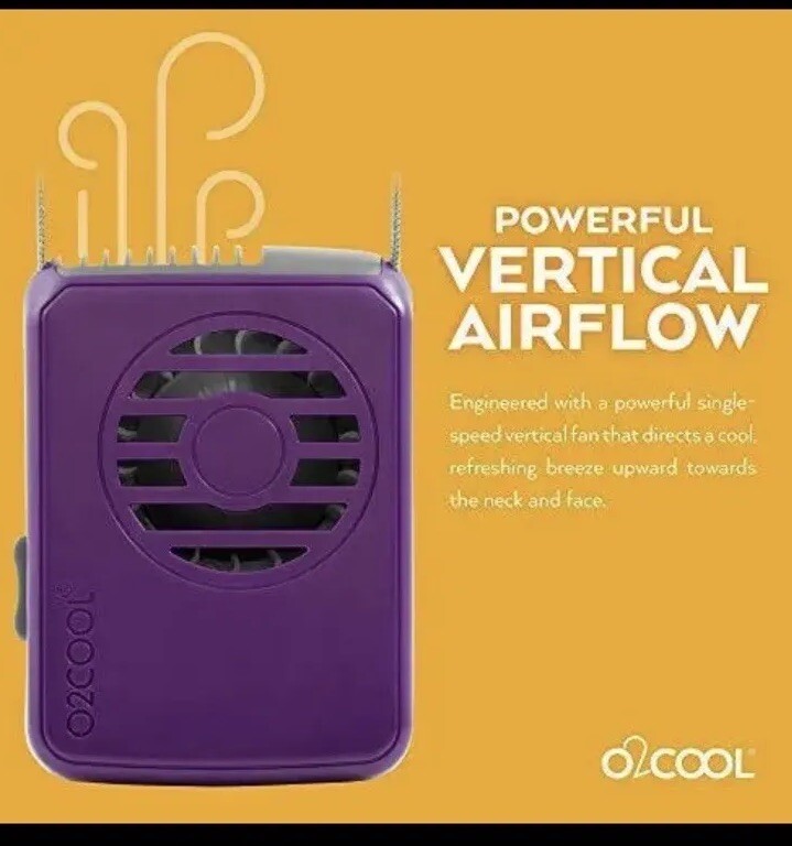 O2COOL Battery Powered Deluxe Necklace Fan For Personal Cooling With ...