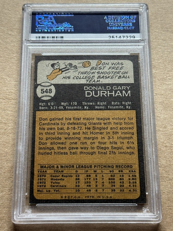1973 Topps #548 Don Durham - Cardinals - Rookie - PSA 8 | eBay