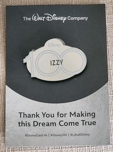 Walt Disney 100 Anniversary Cast Member Name Tag Badge IZZY Silver, New ...