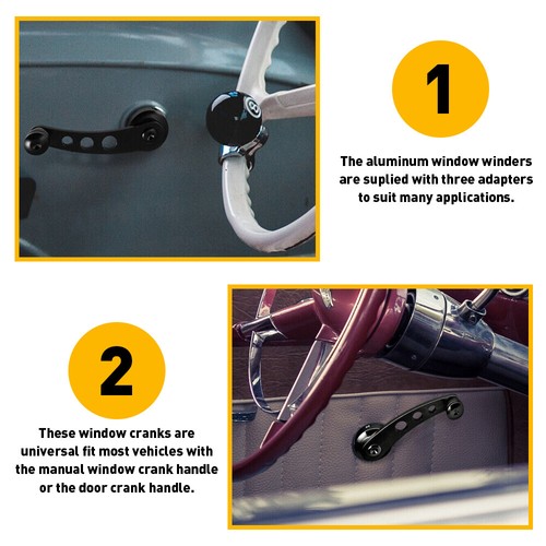 Pair Car Truck Manual Door Window Winders Crank Black Aluminum Handle ...