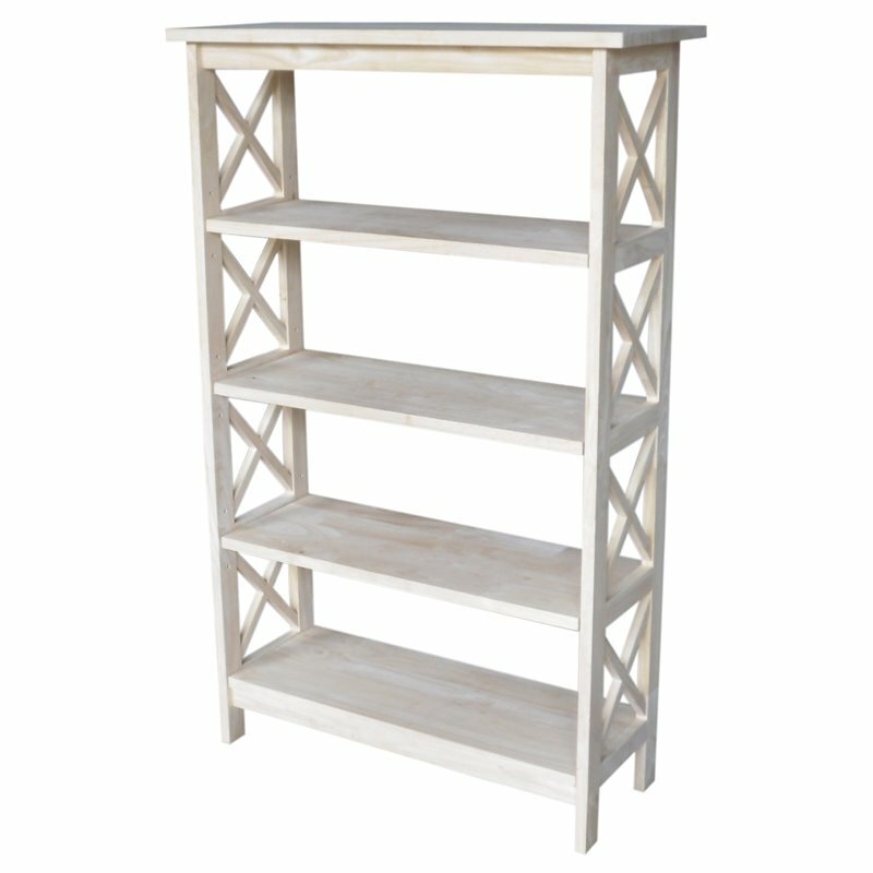 International Concepts Unfinished Wood X-Sided 4 Tier Bookcase | eBay