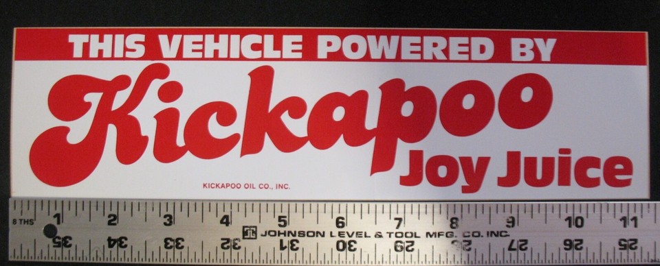 Vtg NOS Kickapoo Oil Company Kickapoo Joy Juice Wisconsin 1980s Bumper ...