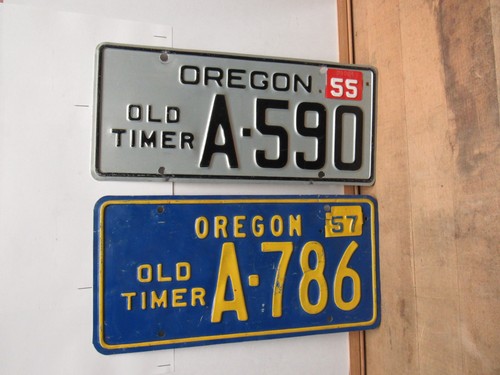 1952 -1957 OREGON 2 OLD TIMER License Plates A – 590 & A – 786 | eBay