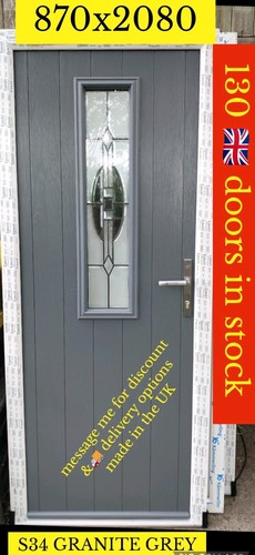 NEW SOLIDOR FLINT GRANITE GREY COMPOSITE DOOR WHITE PVC FRAME 870 X ...