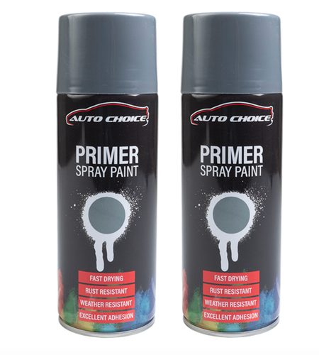 2 x AEROSOL GREY PRIMER SPRAY PAINT AUTOCHOICE CAR MULTI-PURPOSE 400ML ...