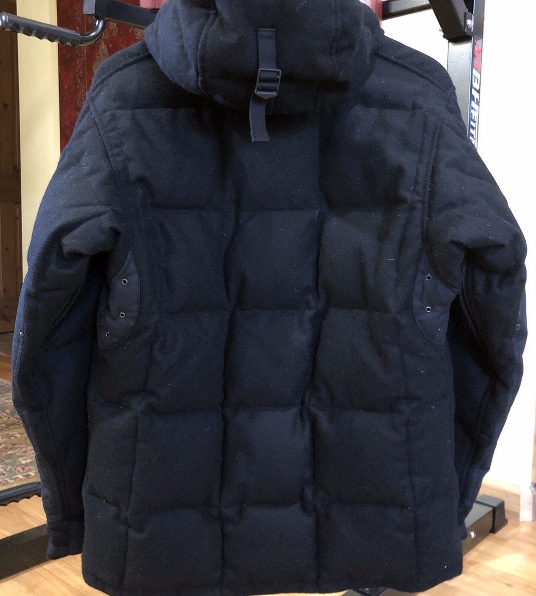 Nexus VII Black Wool Hooded Jacket Quilted Puffer Coat Men's Nexus VII Black Wool Hooded Jacket Quilted Puffer Coat Men's