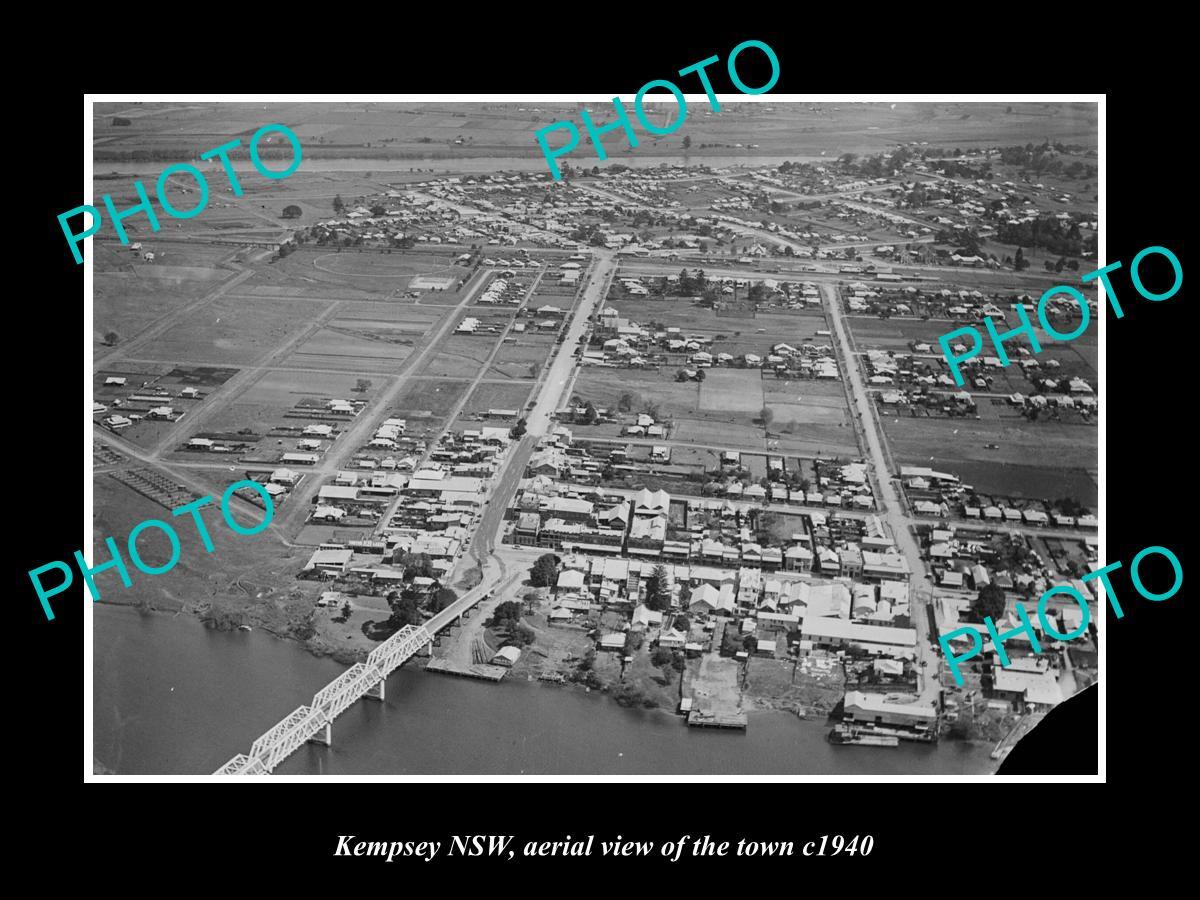 OLD LARGE HISTORIC PHOTO OF KEMPSEY NSW AERIAL VIEW OF THE TOWN c1940 ...