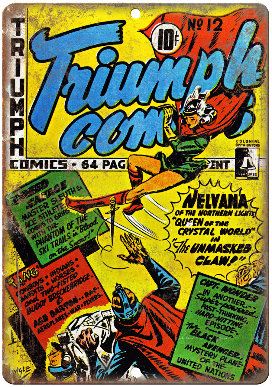 Triumph Comic No 12 Vintage Book Cover 12" x 9" Reproduction Metal Sign J651 | eBay