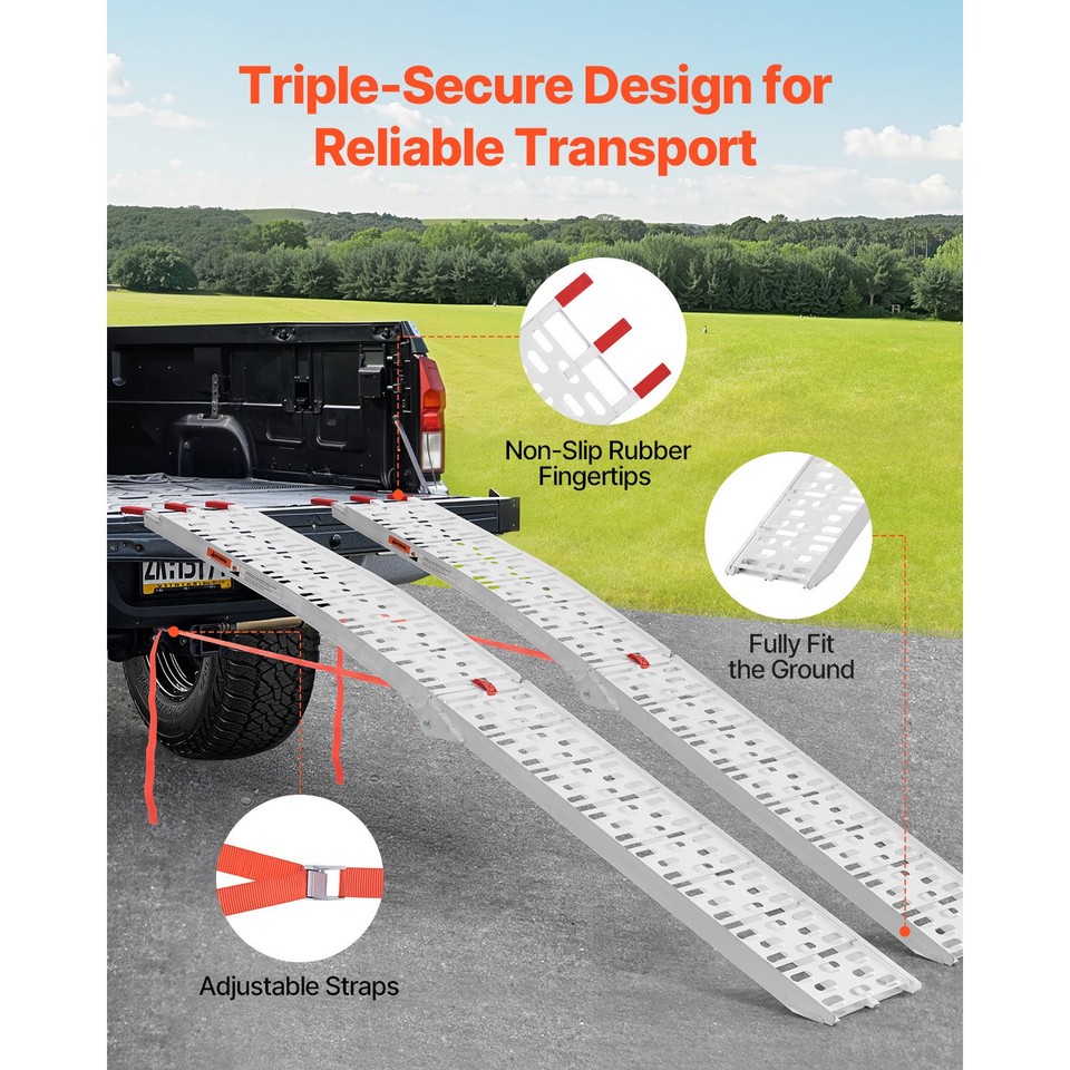 VEVOR 1500 lbs Aluminum Ramps 2Pcs Heavy-duty Loading Ramps with ...