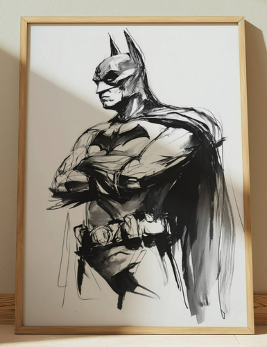 BATMAN INK DRAWING PRINT PORTRAIT SKETCH 8" x 10" BATMAN DC PRINT WALL ...