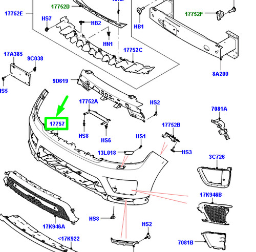 OEM Front Bumper Cover Land Rover Range Rover Sport 2018 2019 LR113285 ...