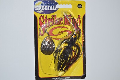 strike king bass spinnerbait midnight special night time 7/16oz black ...