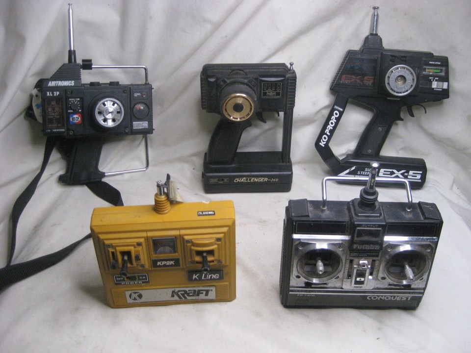 5 vintage RC remote control transmitter controller lot Futaba KO PROPO ...