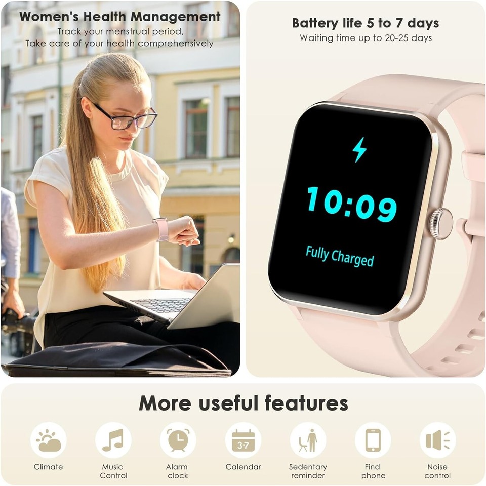 Women Alexa Smart Watch Fitness Bluetooth Call Watch for Android iPhone ...