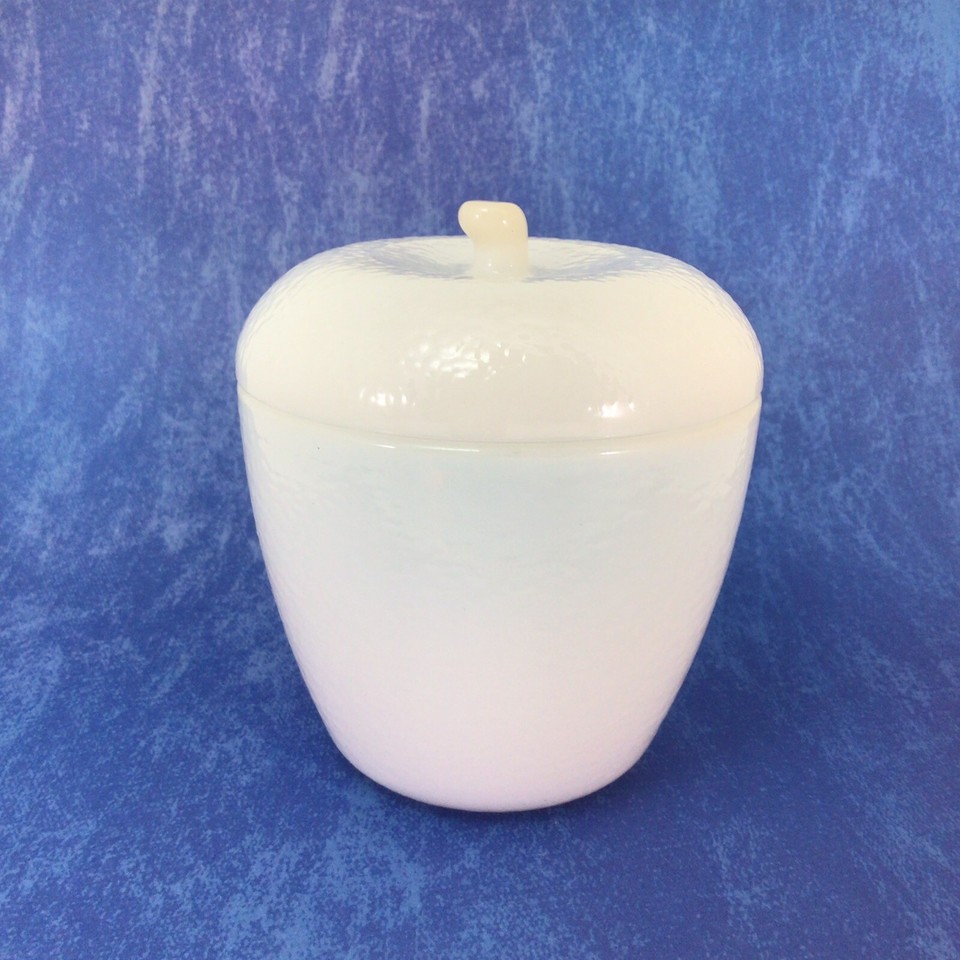 Hazel Atlas Apple White Opaline Glass Shaped Jam Jelly Jar with Lid ...