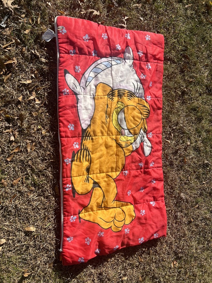 VTG 1978 Garfield Sleeping Bag Zip Up Blanket 53”x27” Kids Children Jim ...