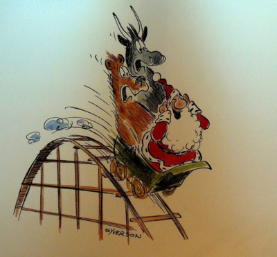 Henry S Syverson Original Art Santa Claus & Animals on Roller Coaster ...