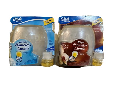 Glade Wisp Flameless Candle (2) Clean Linen And French Vanilla Scents ...