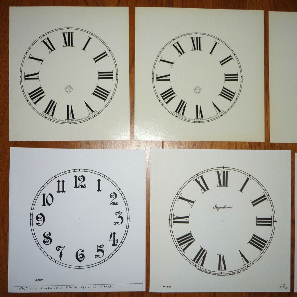 16 Different 4 1/4 to 7 1/8 Inch Paper Trademark Clock Dials Antique ...