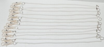 Lot of 12 Lanyards 20" Lobster Claw Coil With Cord Clip White ...