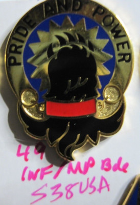 Army DUI DI CB clutchback 49th MILITARY POLICE BRIGADE MP bde INFANTRY ...