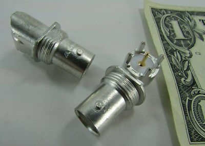 2 Tyco Amp BNC Connector Jacks, Female Socket 50 Ohm PCB Mount, Thru ...