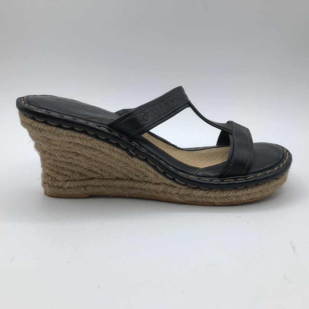 Black Wedge Sandals Slip Ons