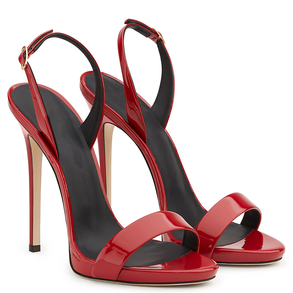 Concise Women Sandals Open Toe Thin High Heels Strap Sandals Gold Red ...