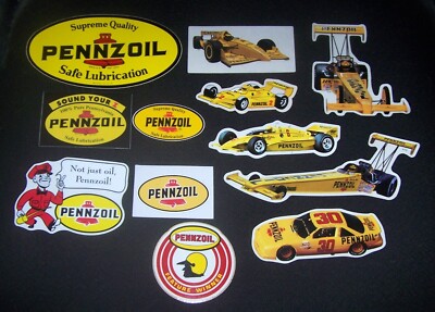 12 - Different Vintage Original Pennzoil Oil - Stickers NHRA Indy Car ...