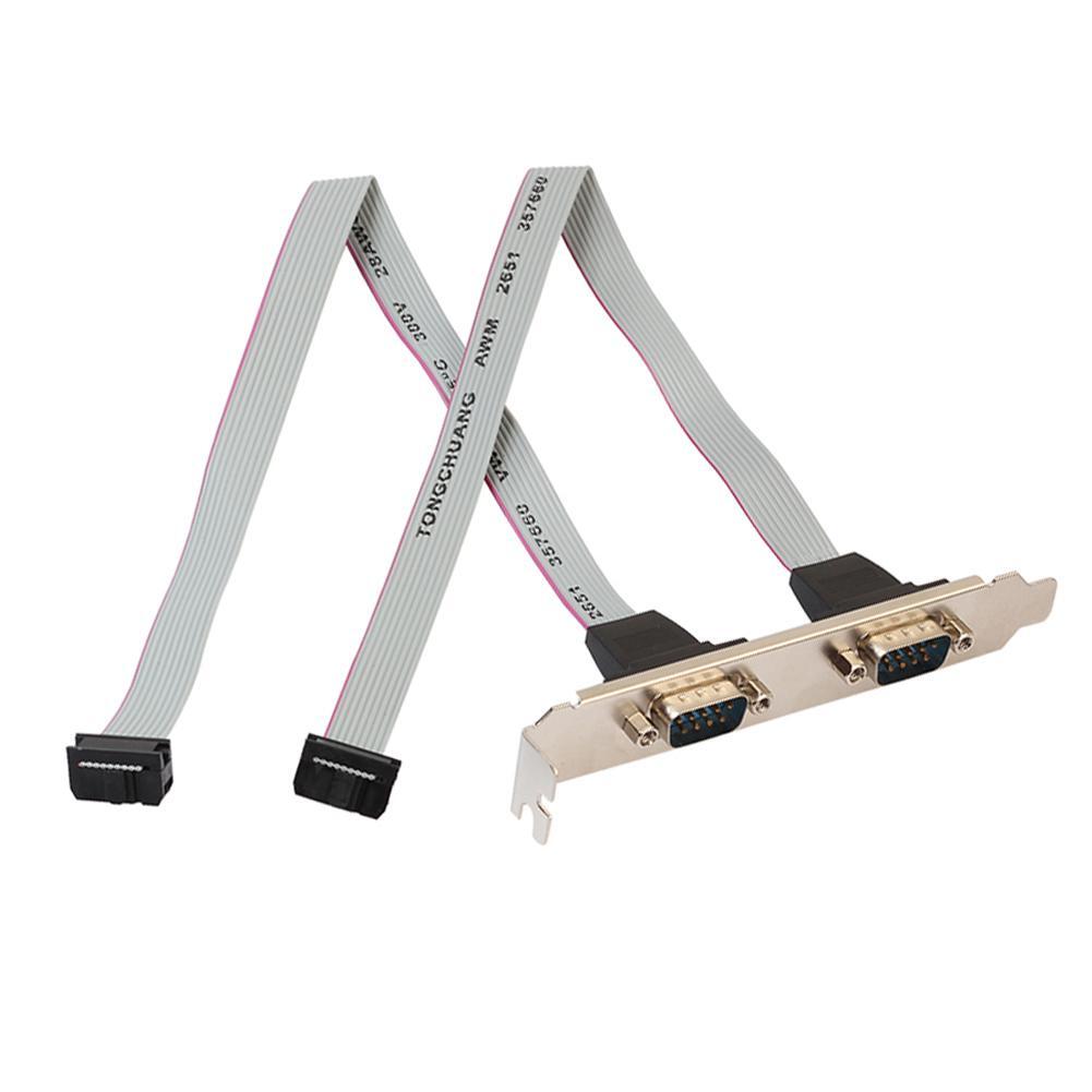 2-Port Serial RS232 DB9 Male COM Port to IDC 10pin Cable w/ Bracket | eBay