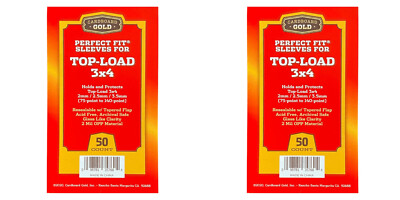 100 Cardboard Gold Perfect Fit Sleeves for Top-Load 3x4 from 75-140 Pt ...