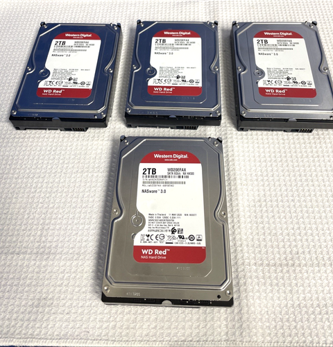 LOT OF 4X WESTERN DIGITAL WD RED 2TB SATA NASWARE 3.0 HDD WD20EFAX | eBay