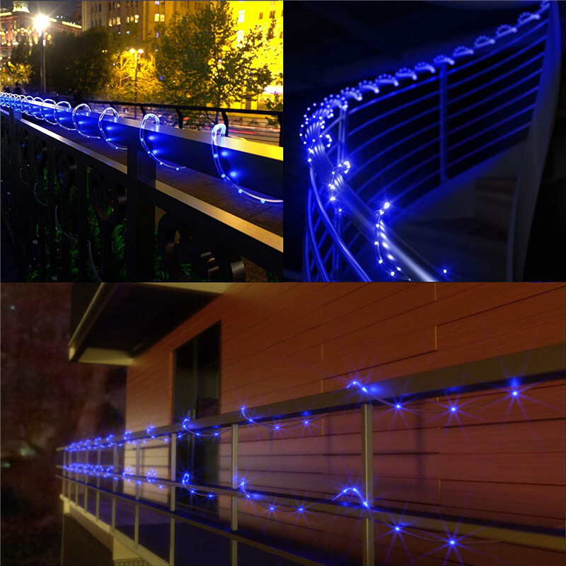 39FT Solar Rope Tube Lights 100 LED Waterproof String Light Outdoor ...