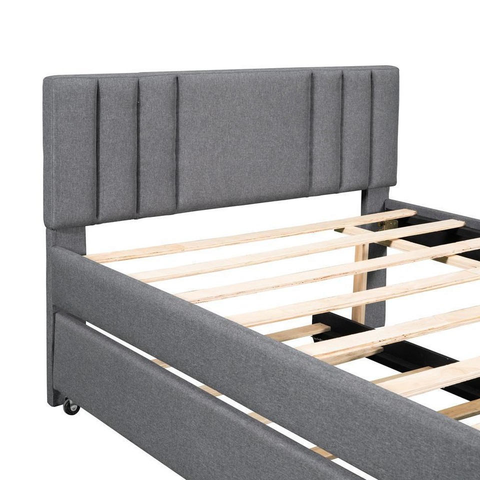 Simple Spread and Square Shape Full Size Upholstered Platform Bed with ...